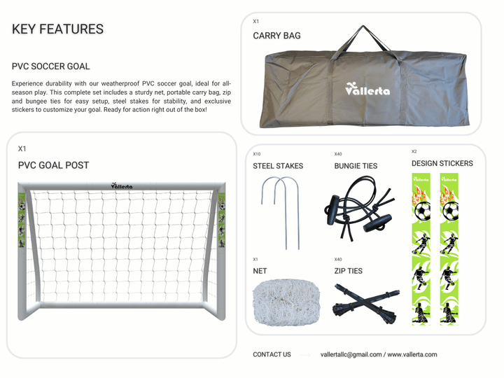 PVC Soccer Goals | Portable & Lightweight | Vallerta